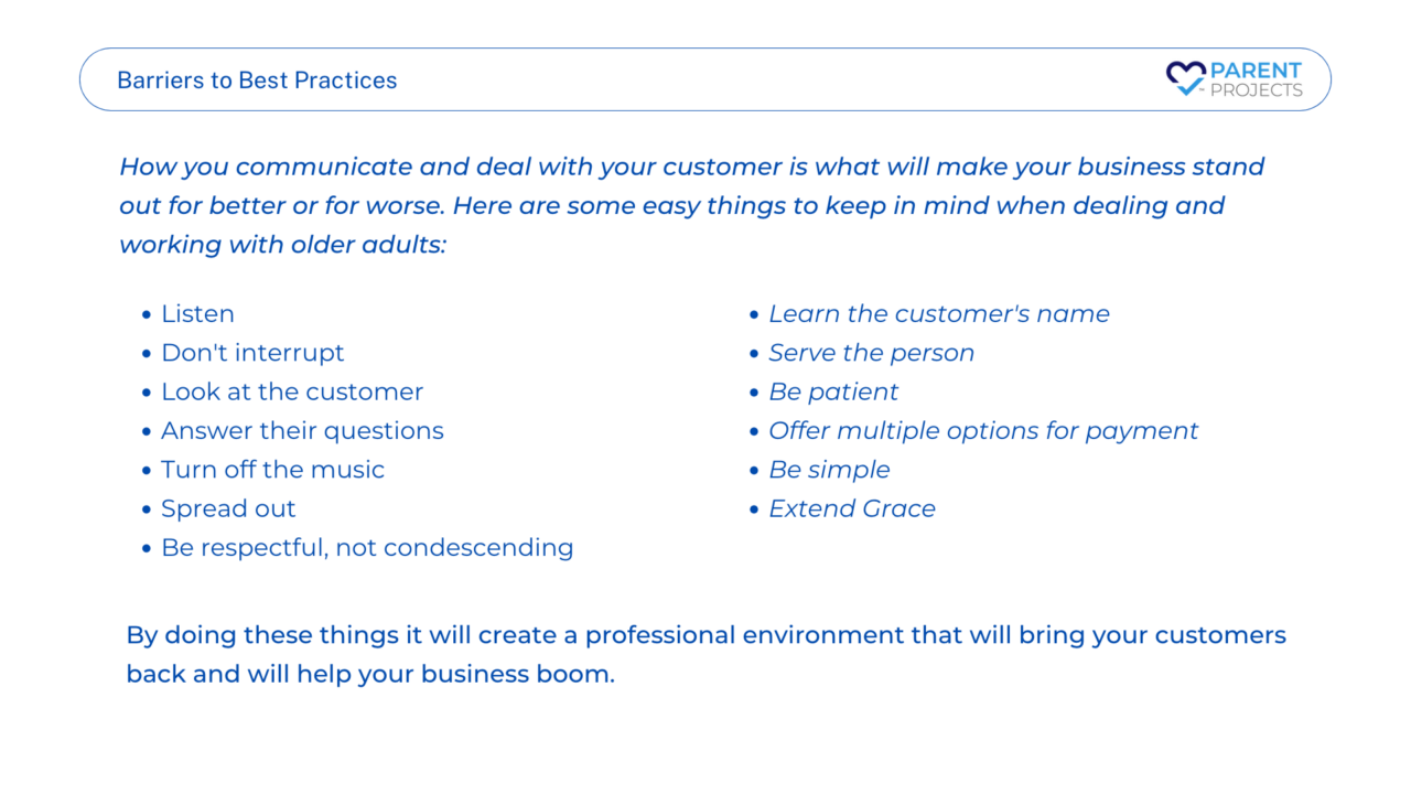 Barriers To Best Practices - Parent Projects